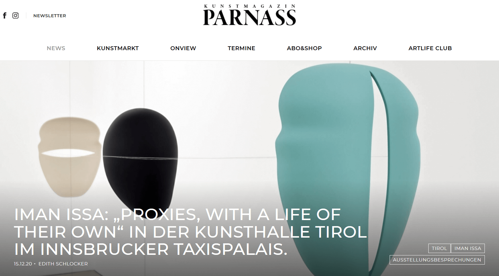 Ausstellungsbesprechung im Kunstmagazin PARNASS - Taxispalais